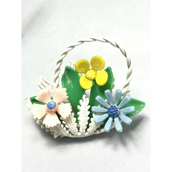Vintage | Jewelry | Vintage Plastic Flower Basket Brooch Pin | Poshmark